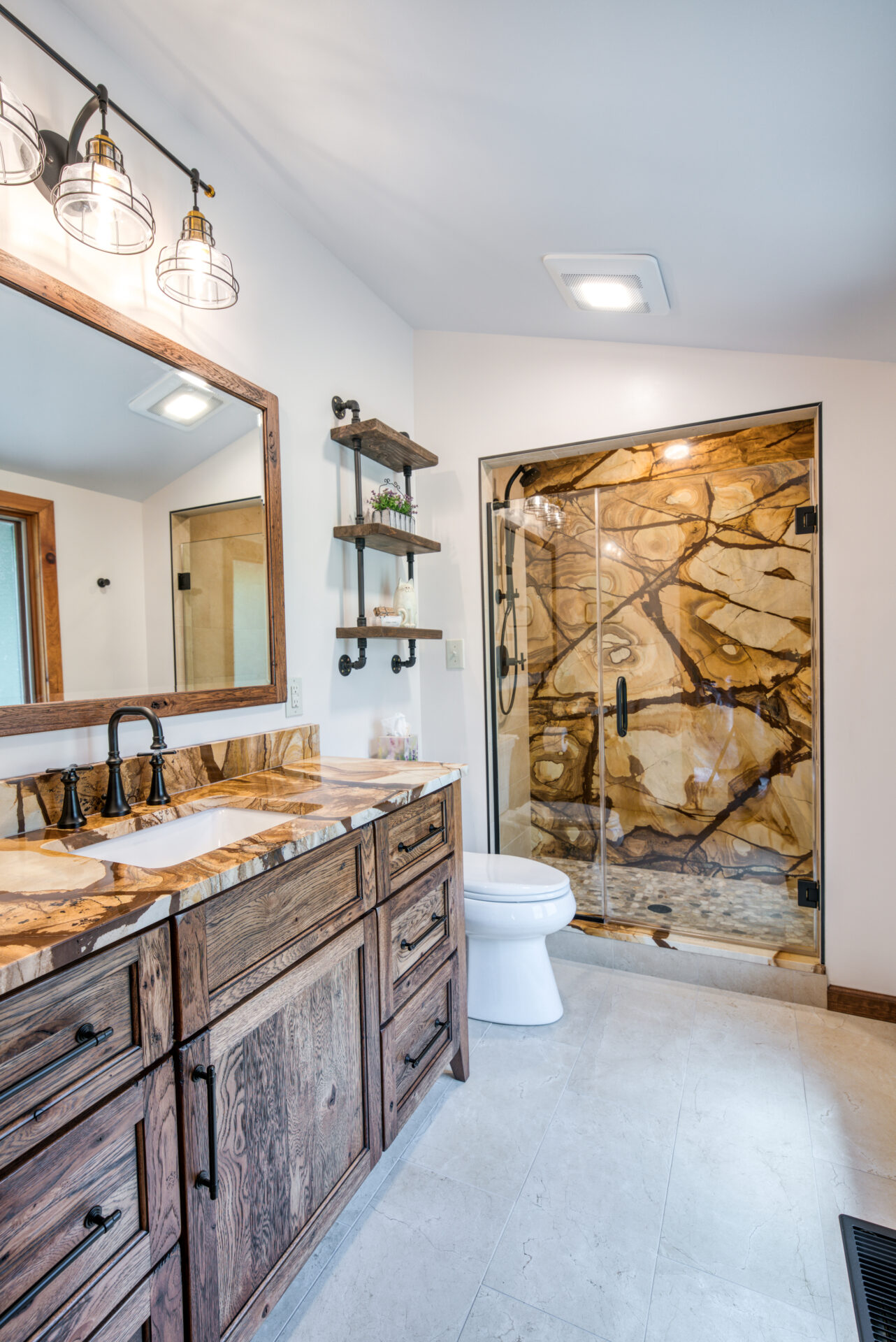 Stunning Stone Walk-In Shower - Excel Remodeling
