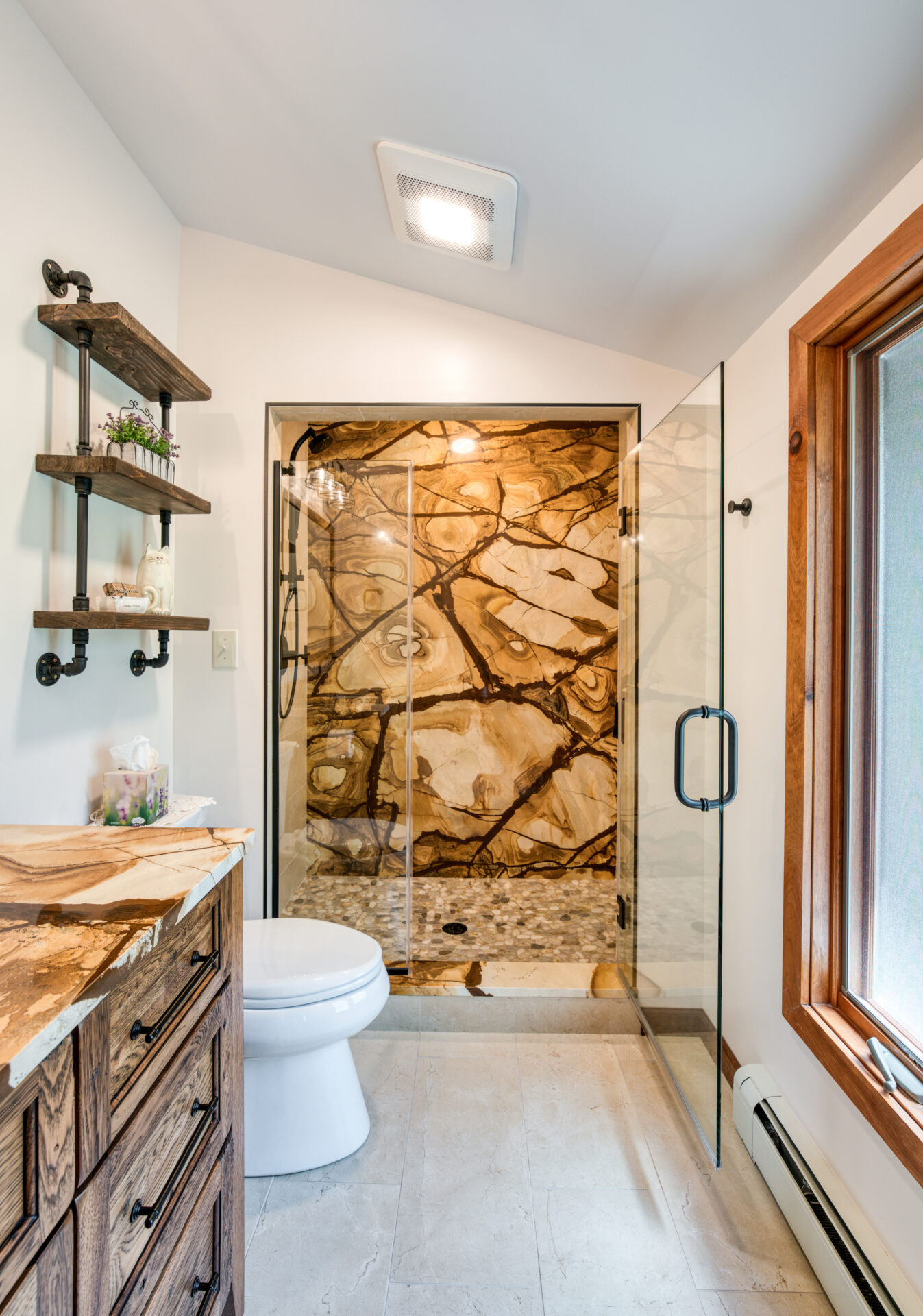 Stunning Stone Walk-In Shower - Excel Remodeling