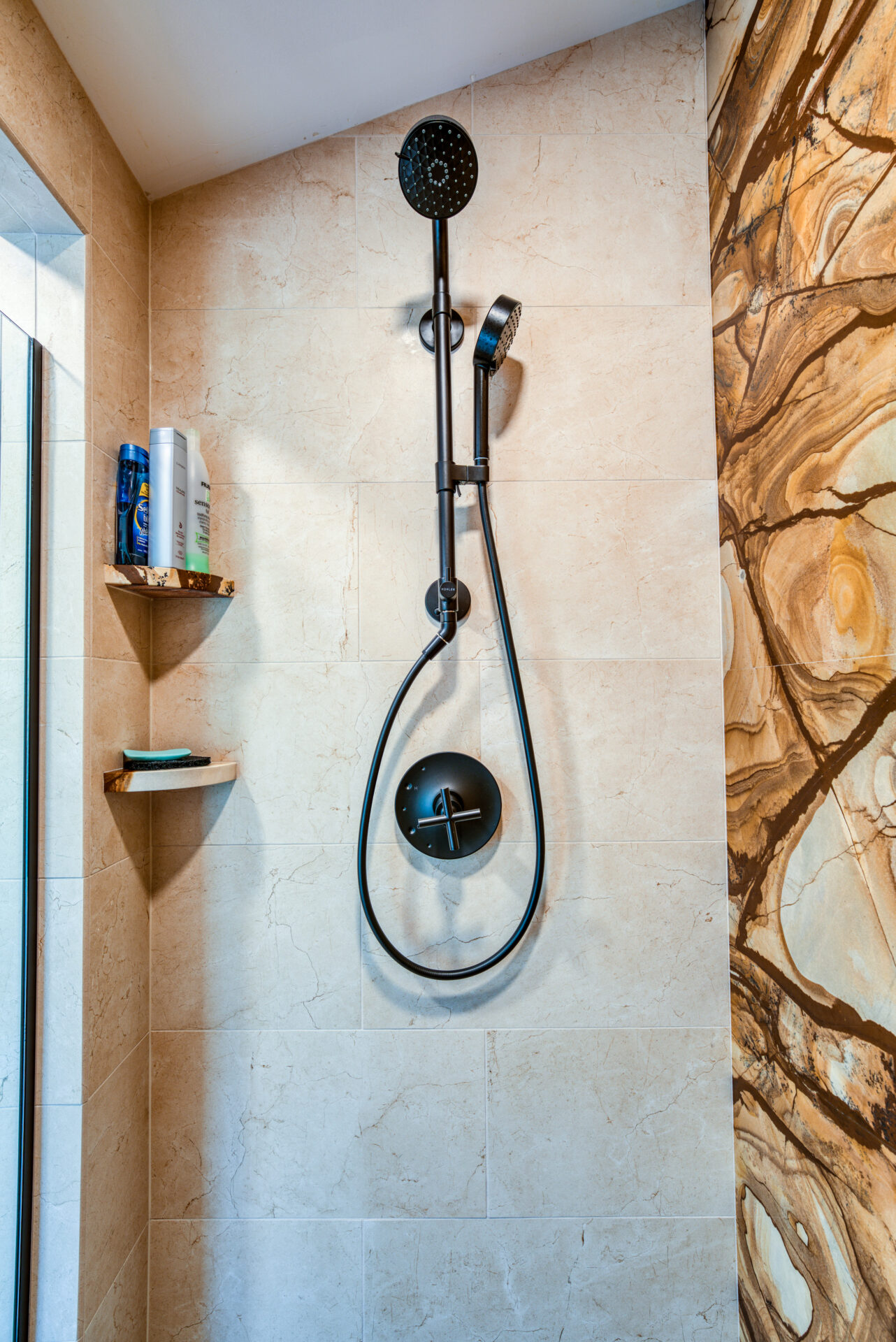Stunning Stone Walk-In Shower - Excel Remodeling